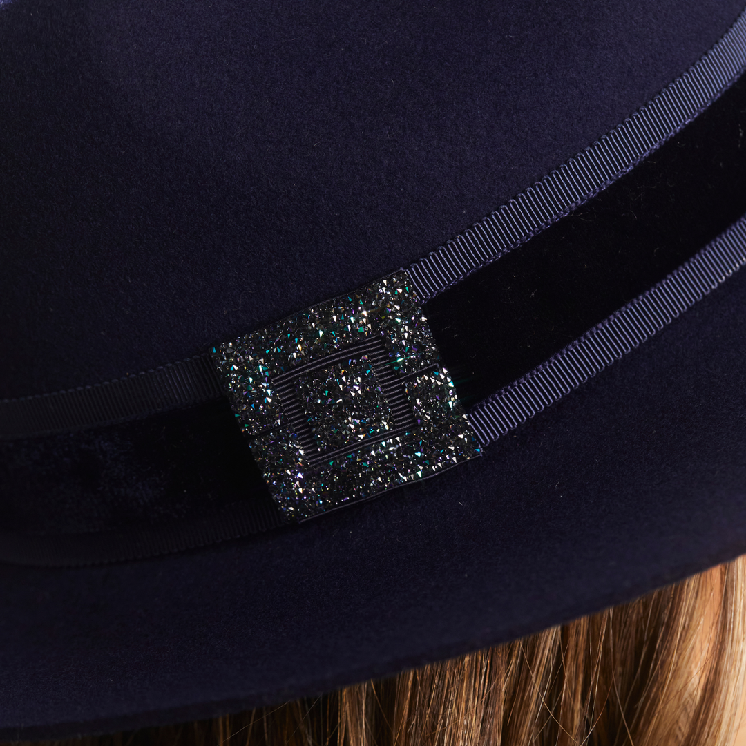 Golborne Trilby - Navy Cosmic Crest – Jess Collett Milliner